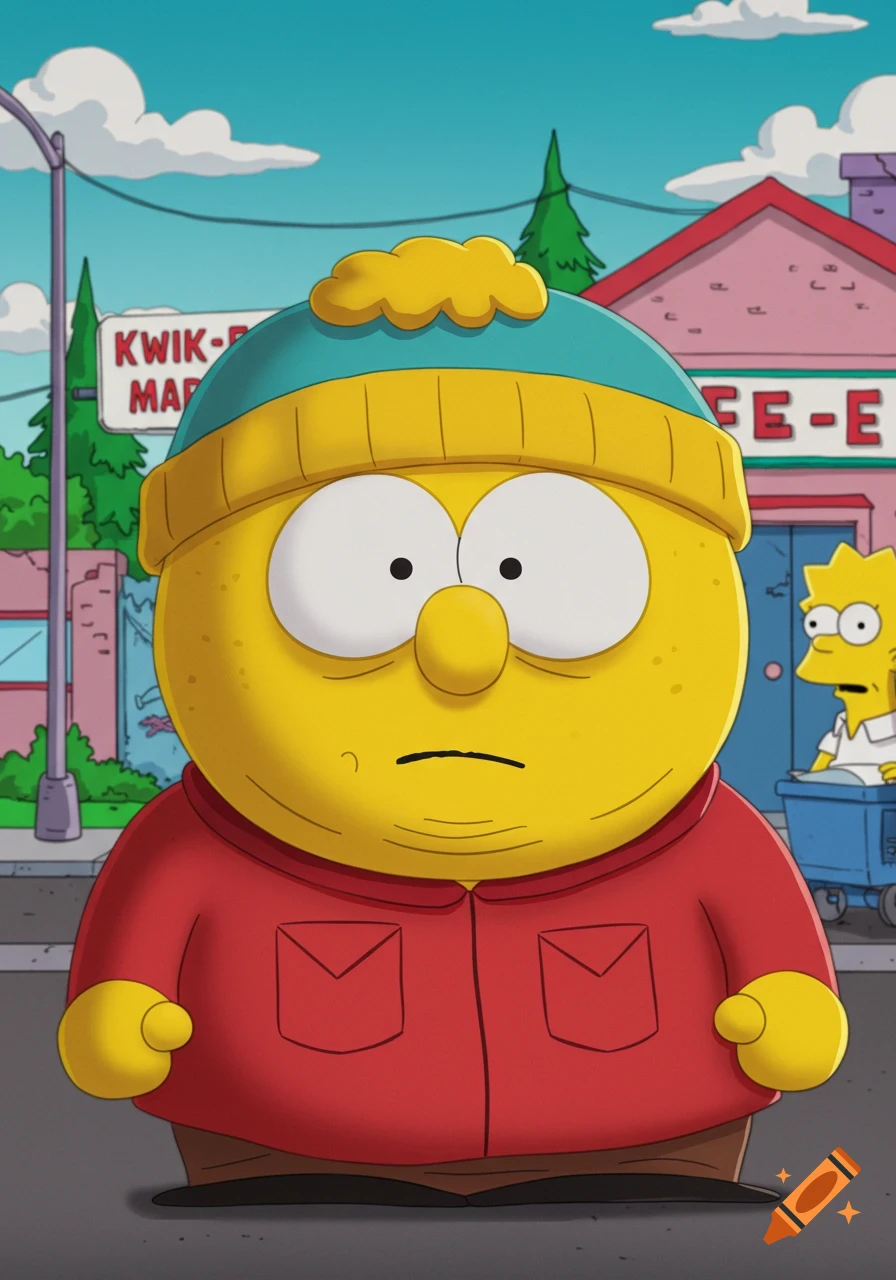 Cartoon Homer Simpson devouring a burger at a Burger King, with fries ...