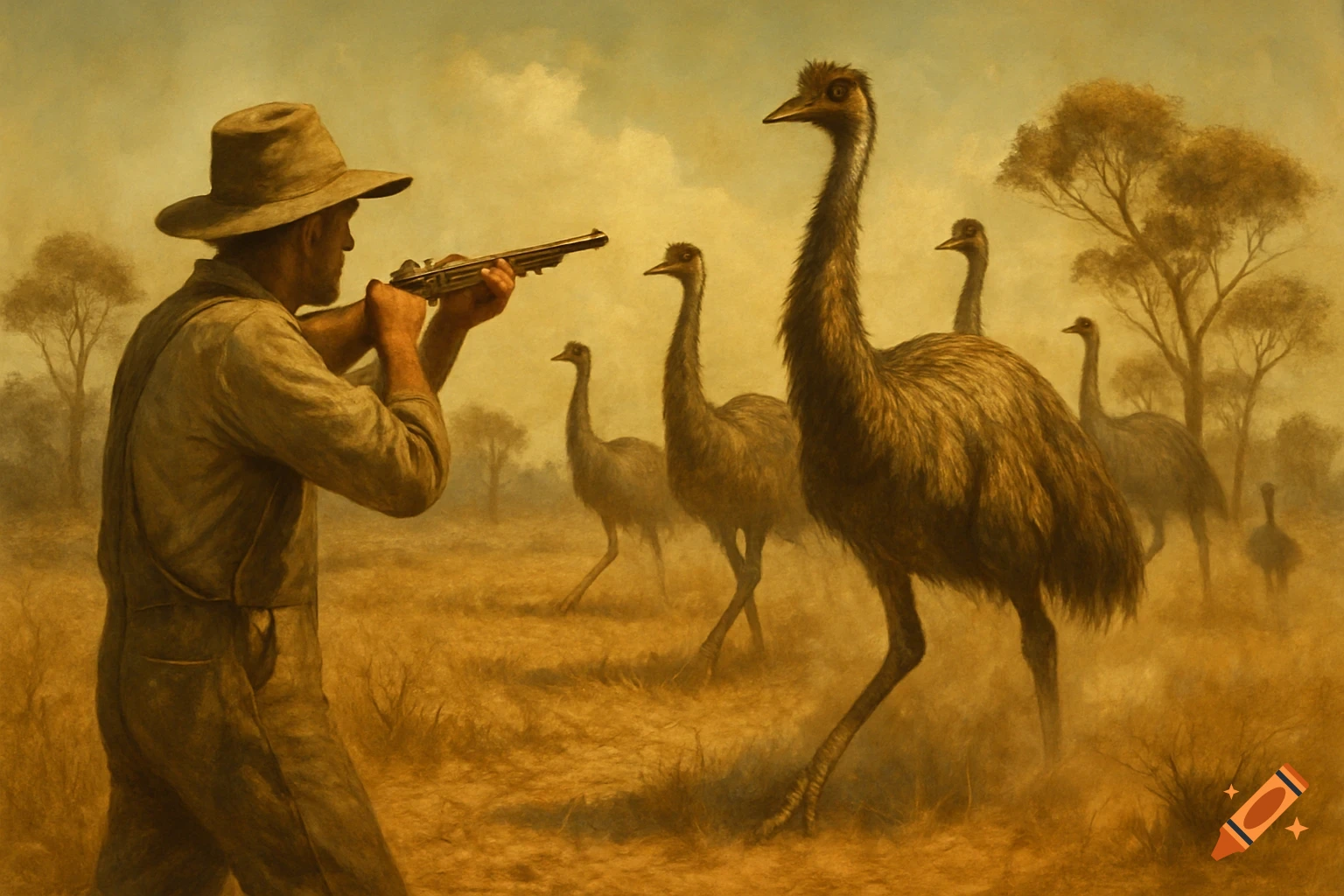 Cinematic illustration of soldiers defending a wooden fort against a ...