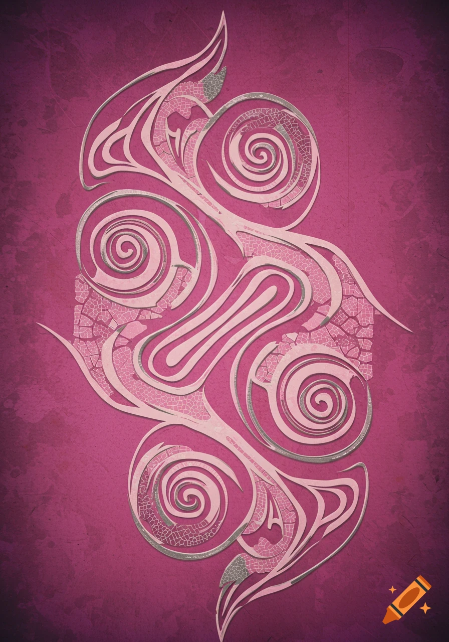 A vibrant, symmetrical ornamental design with intricate patterns in ...