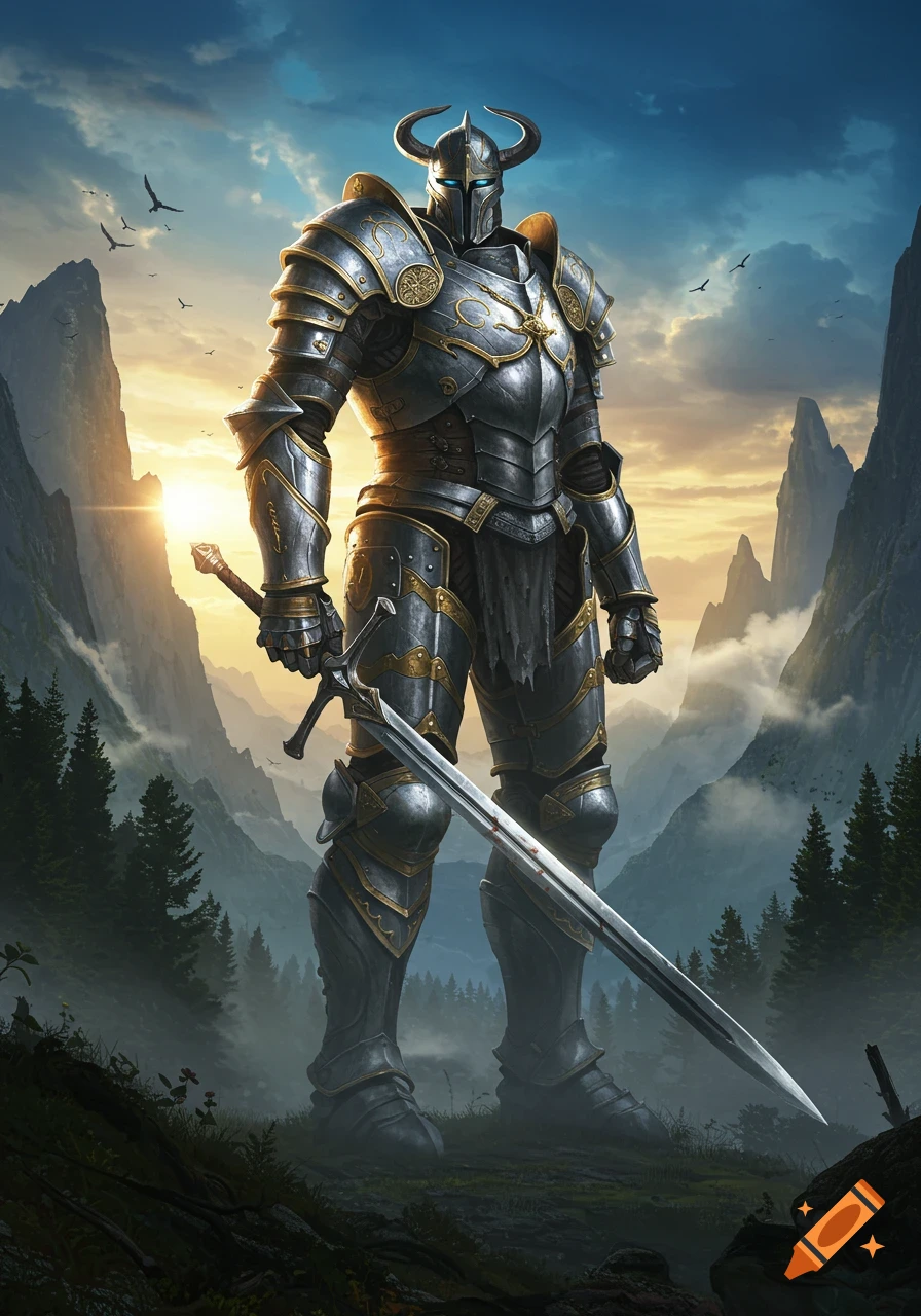 A fantasy tortoise with a goat head, wearing golden armor and a 'B ...