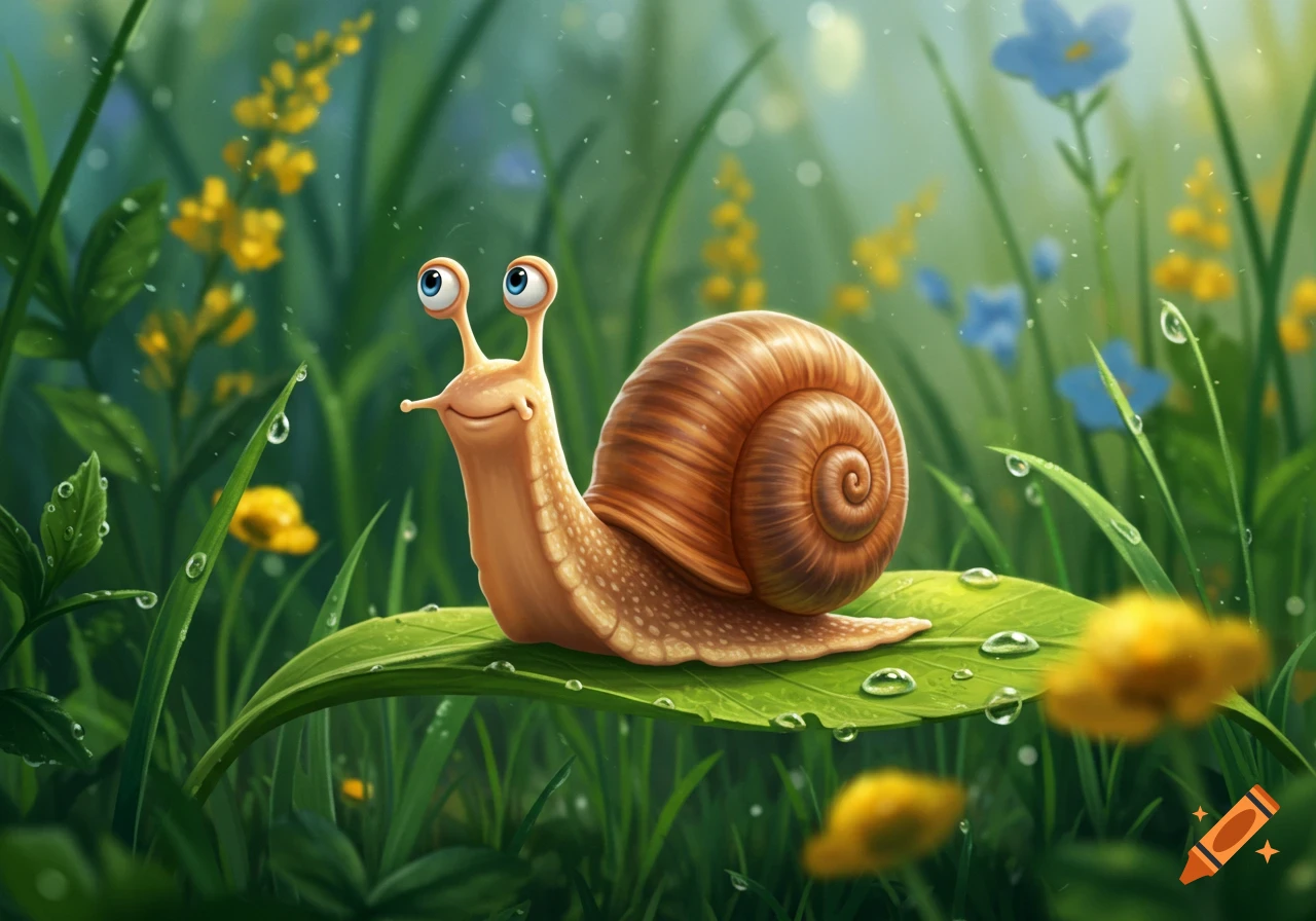 A baboon with a large snail shell on its back and snail antennae on its ...