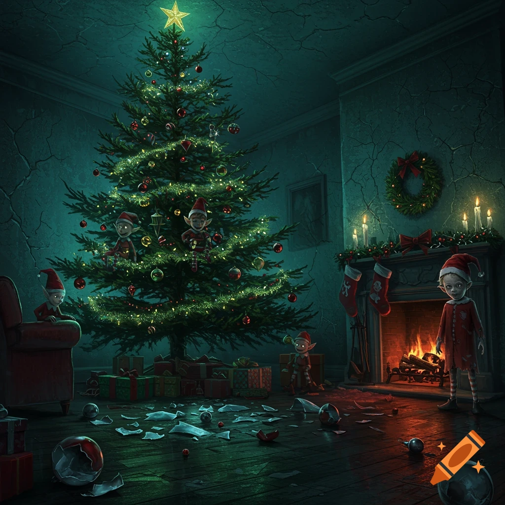 A cheerful Santa Claus plays a card game with reindeer cards at a ...