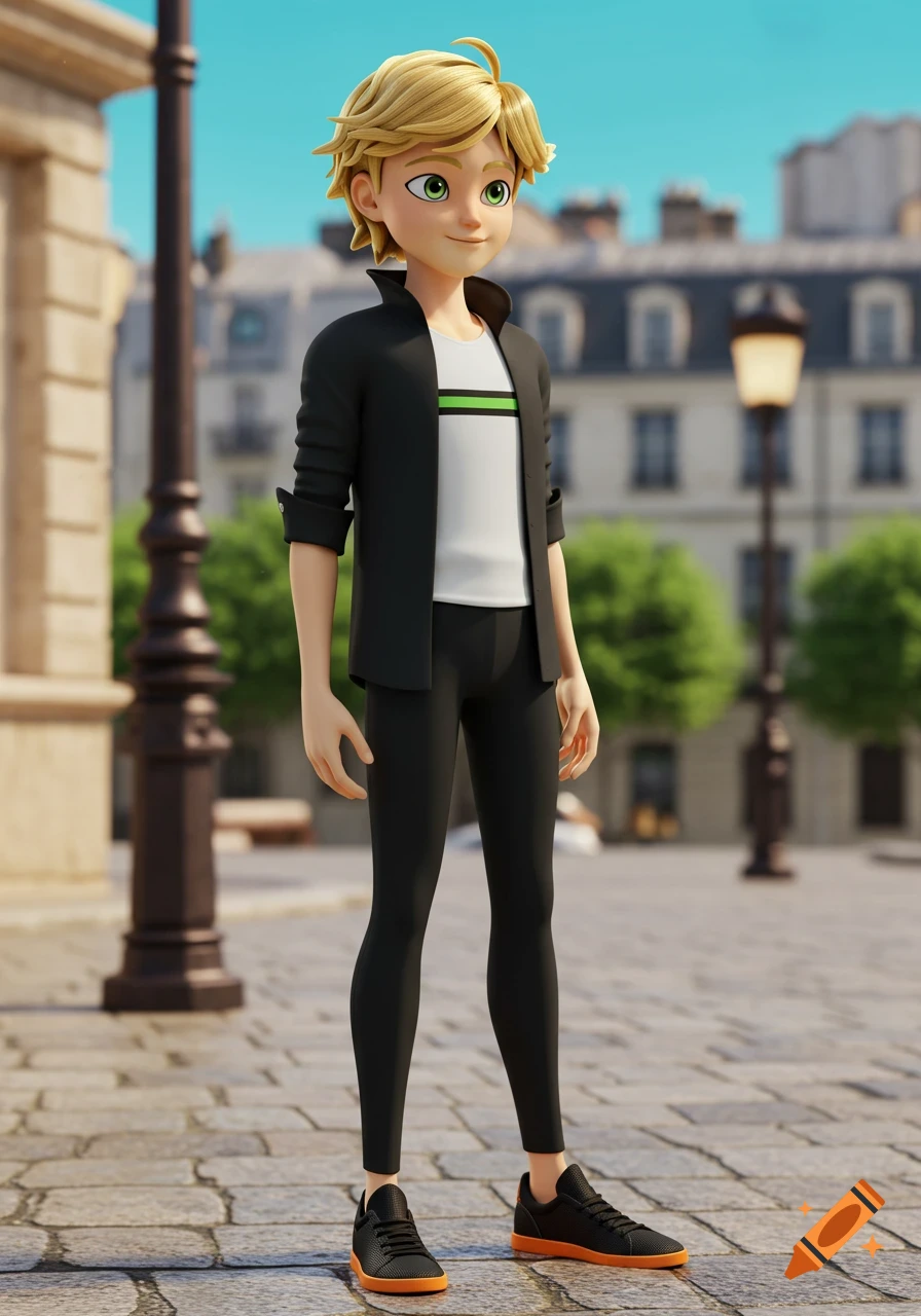Close-up portrait of Adrien Agreste from Miraculous Ladybug, smiling ...