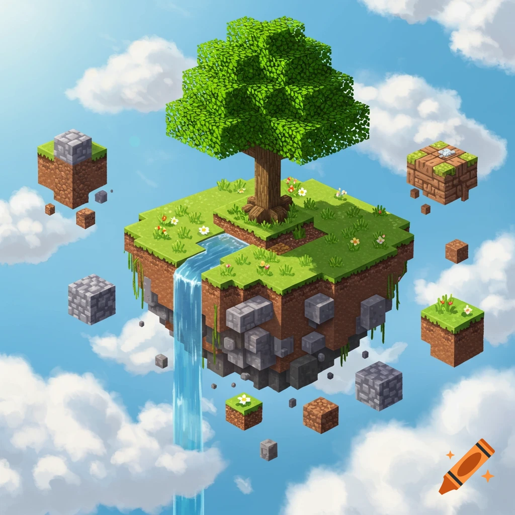 Minecraft-style isometric art of a character holding a pickaxe on a ...