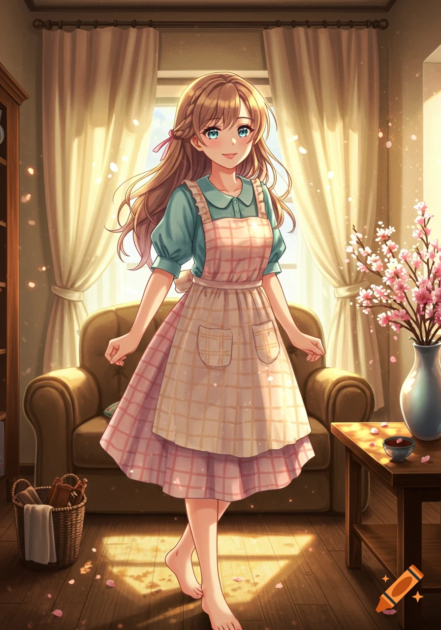 A cute anime girl with blonde hair and blue eyes, wearing a white ...