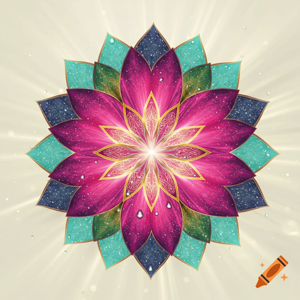 A close-up, top-down view of a stylized blue-tinted ice flower or ...