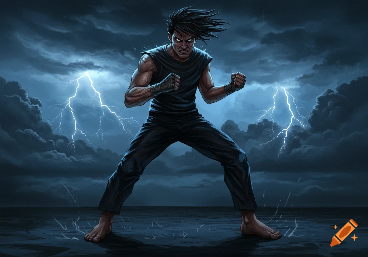 A blindfolded Black man in a black t-shirt and white pants holds a ball ...