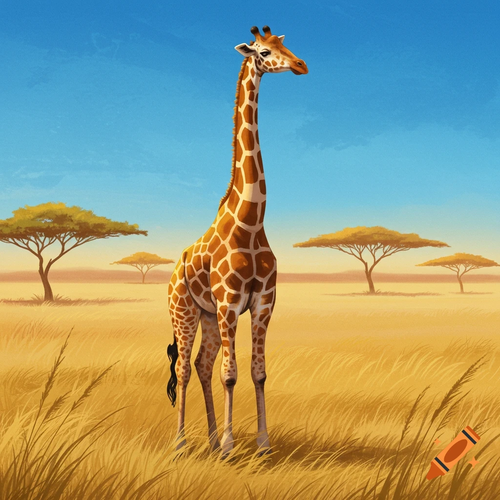 A photorealistic image of two hybrid giraffes in a savanna: one with ...