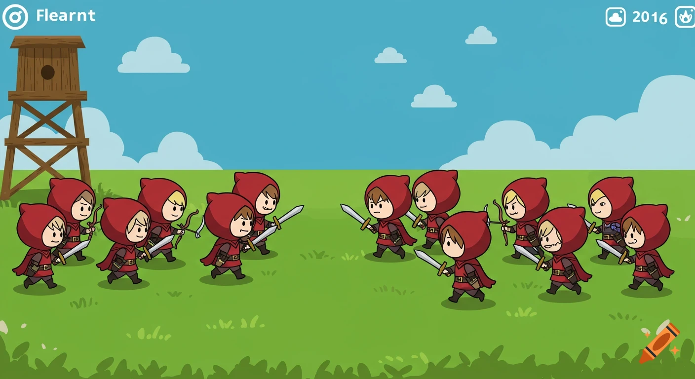 A cartoon cowboy with a gun faces a diverse crowd in a Toca Life style ...