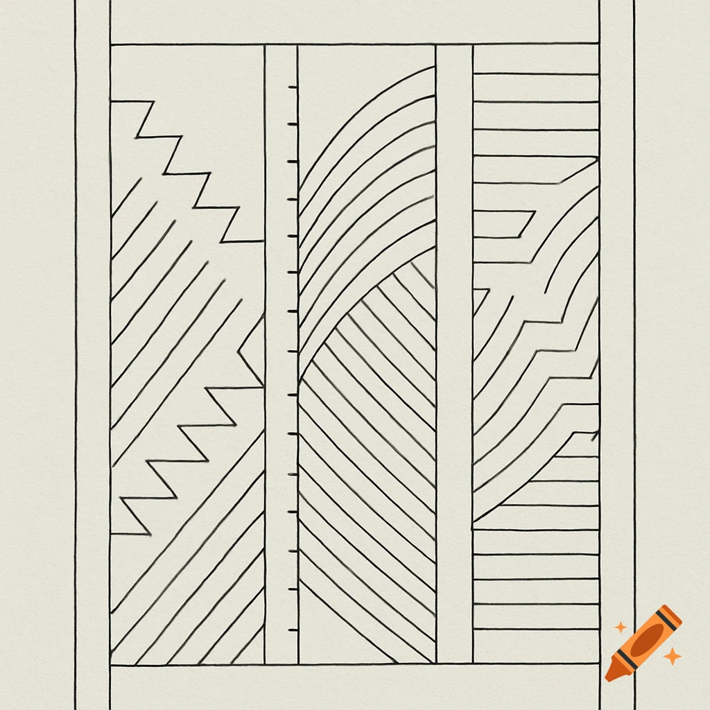 Abstract line drawing of two Birdmen profiles laughing with geometric ...