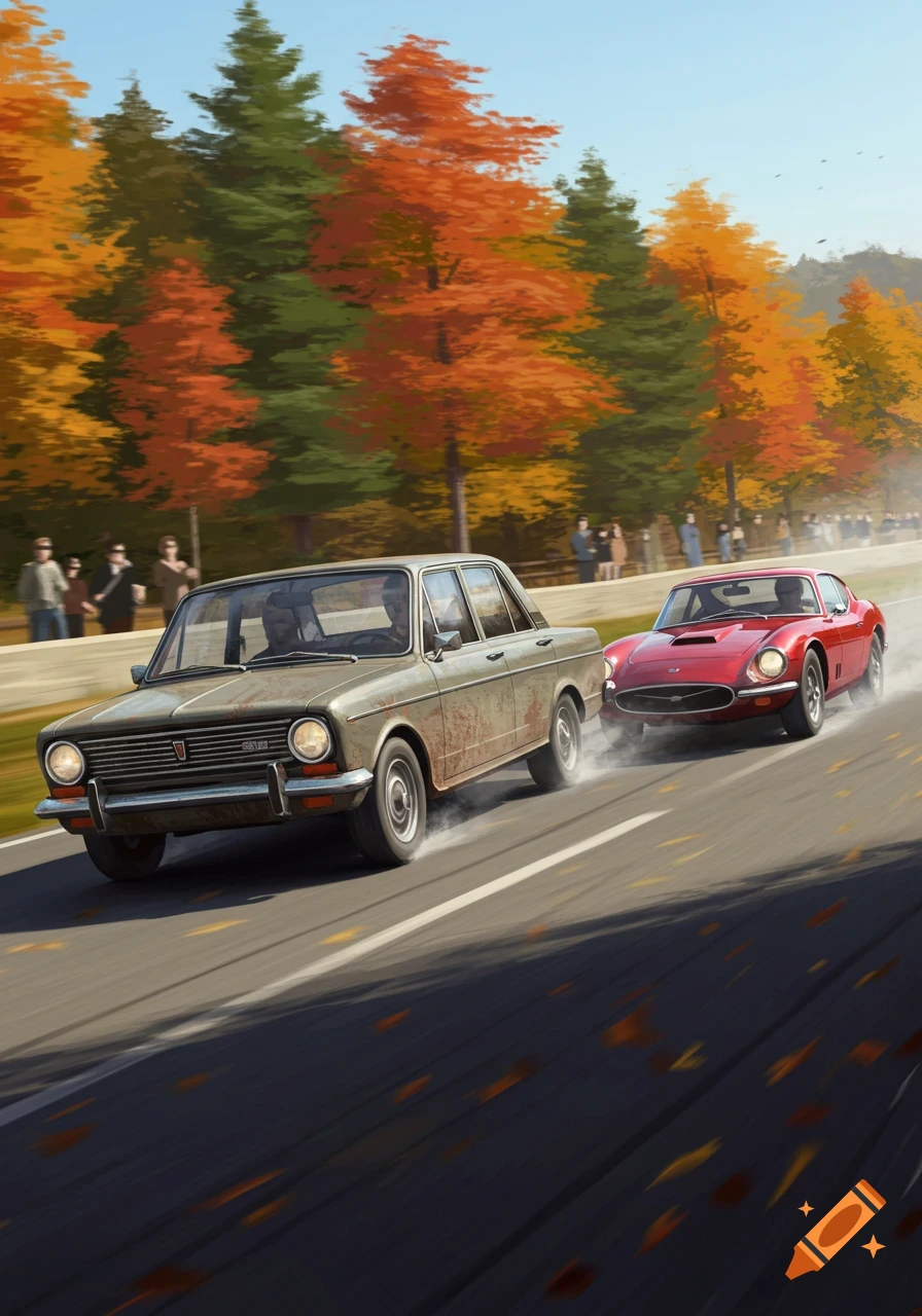 Vintage cars parked on a snowy street in an old city during sunrise ...