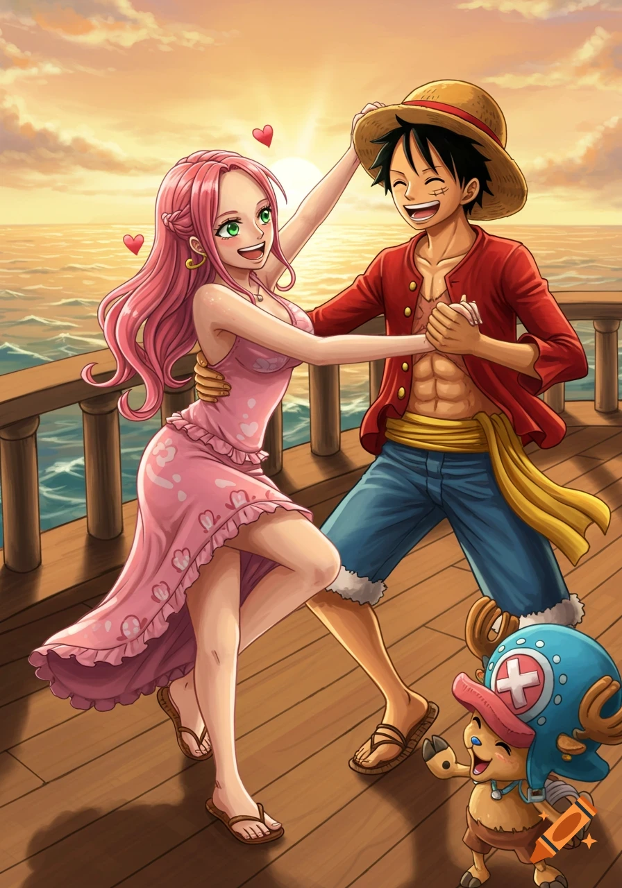 Anime character resembling One Piece's Luffy, shirtless in blue shorts ...