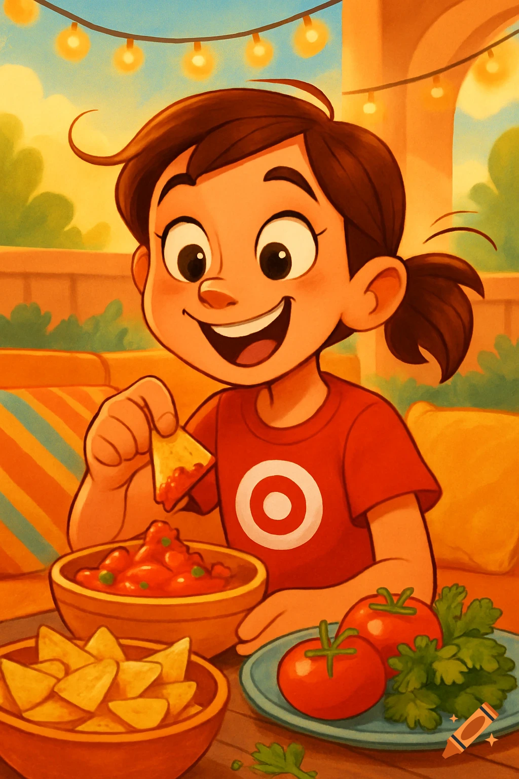 Girl+eating+cereal+cartoon created on Craiyon