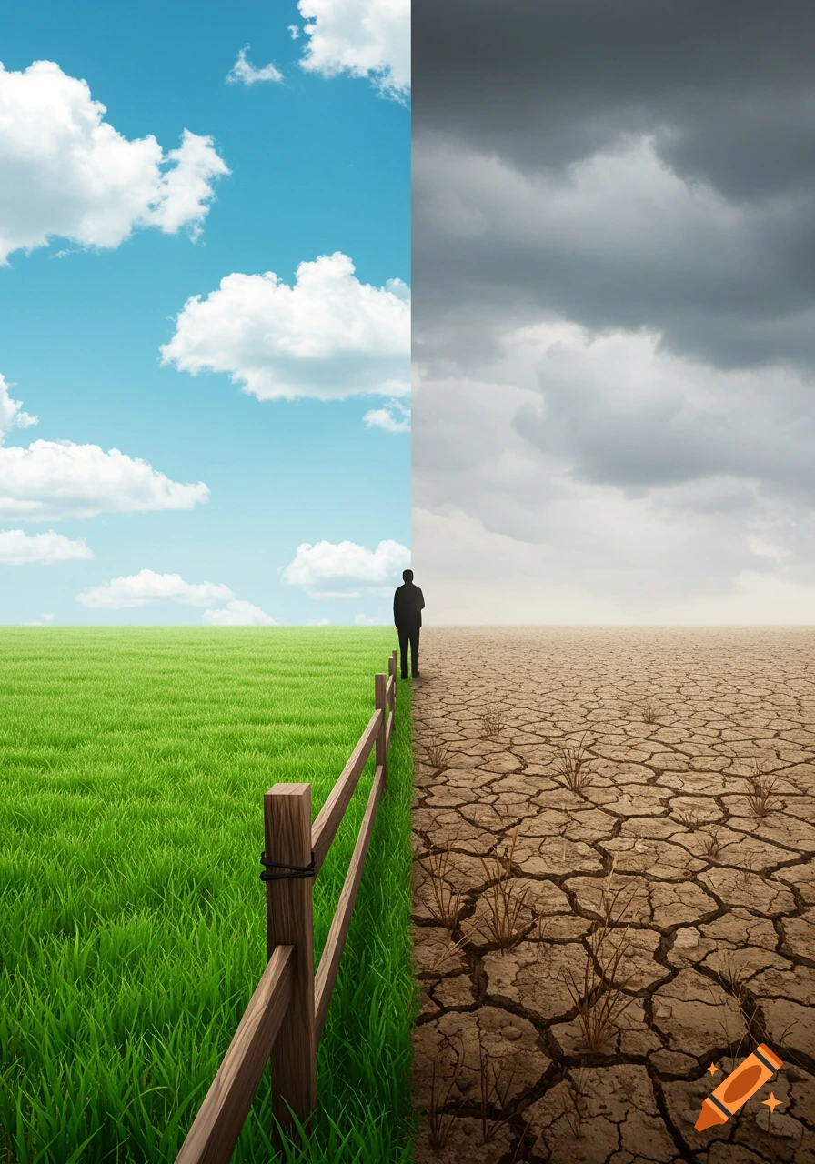 Poster for climate change showing a dying plant in cracked earth under ...