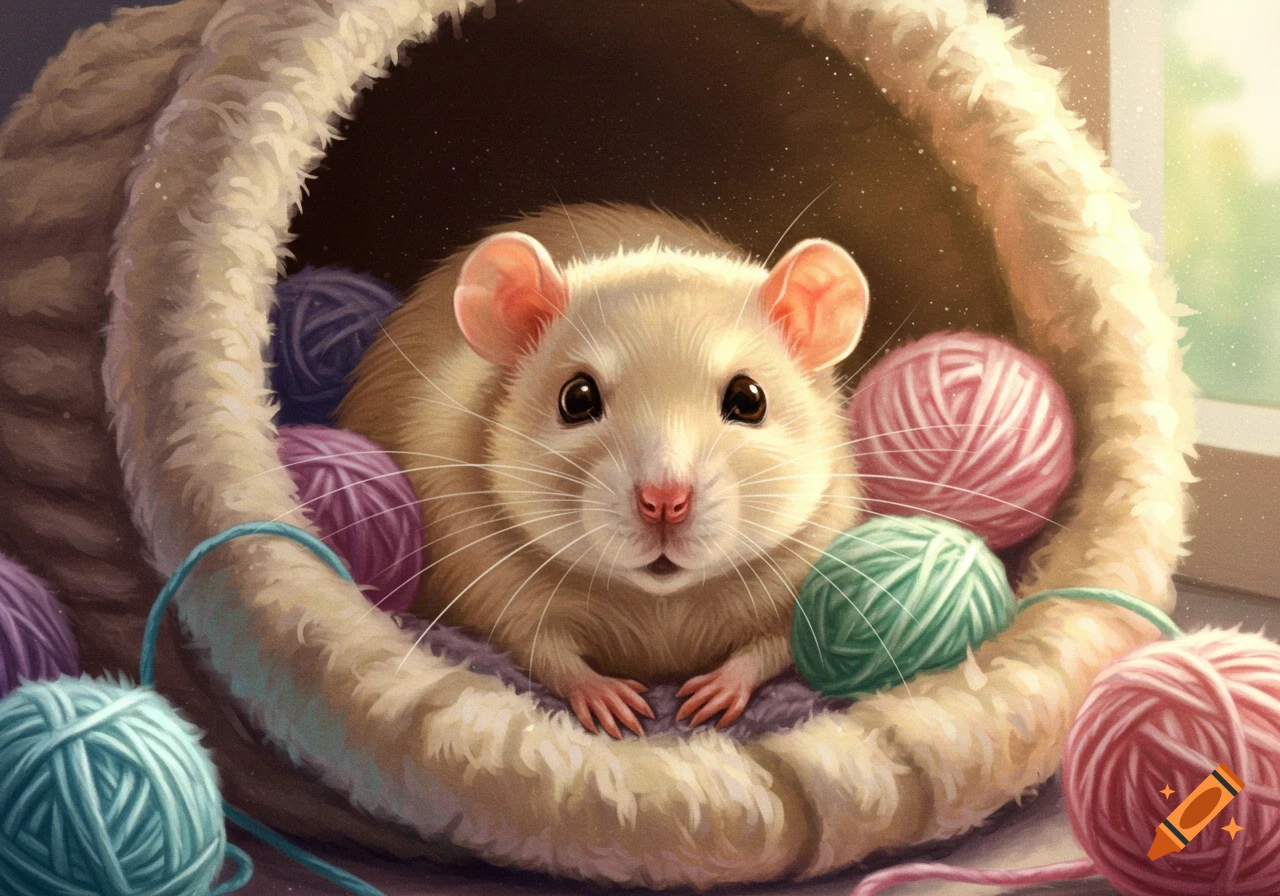 A black and white ferret crouches on a wooden floor, looking at a ...