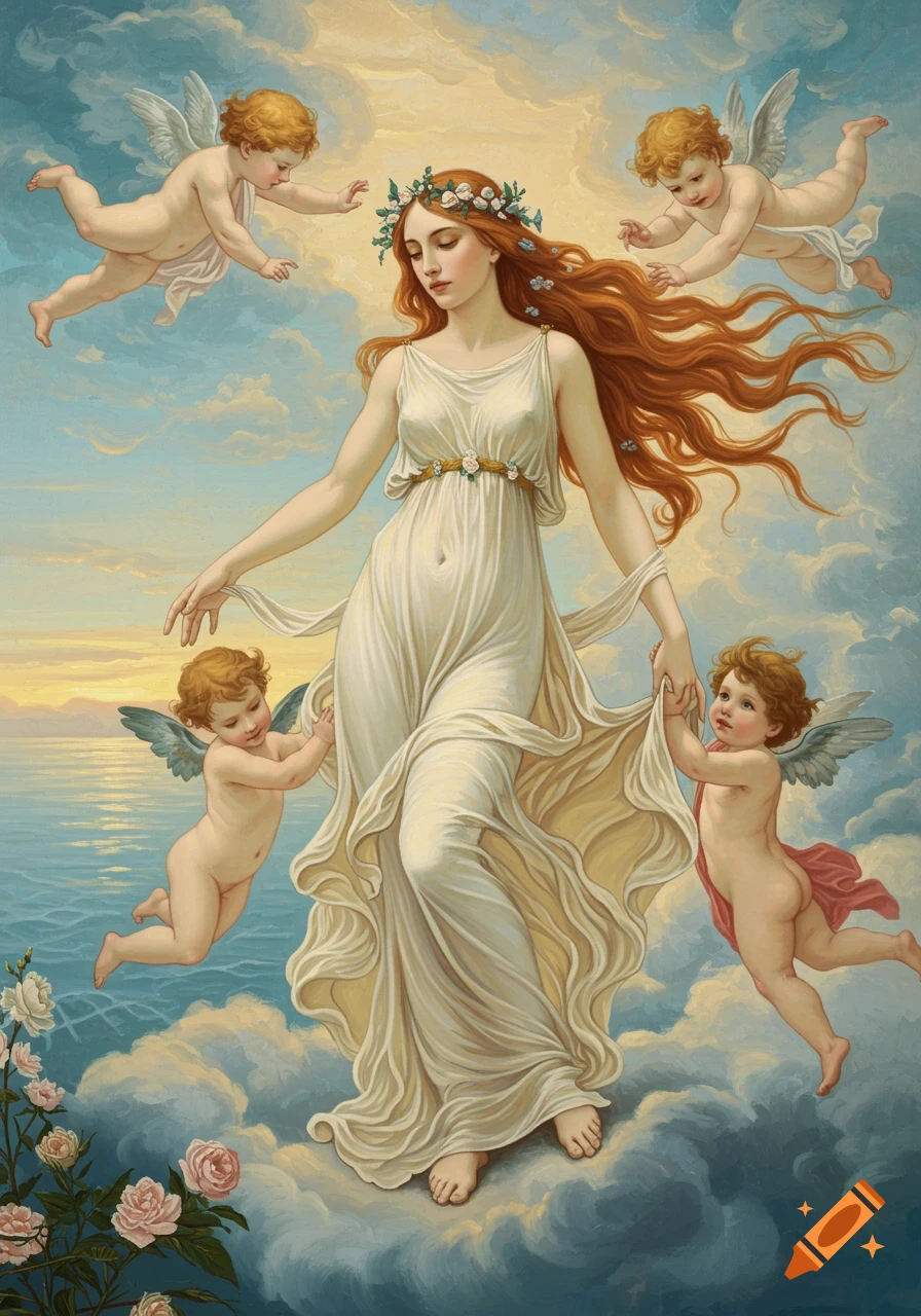 Six Art Nouveau style portraits of women representing spring, summer ...