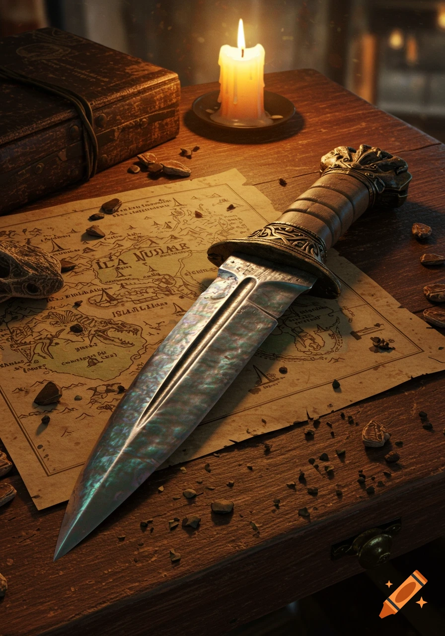 Old rustic kitchen knife with signs of wear and rust on Craiyon