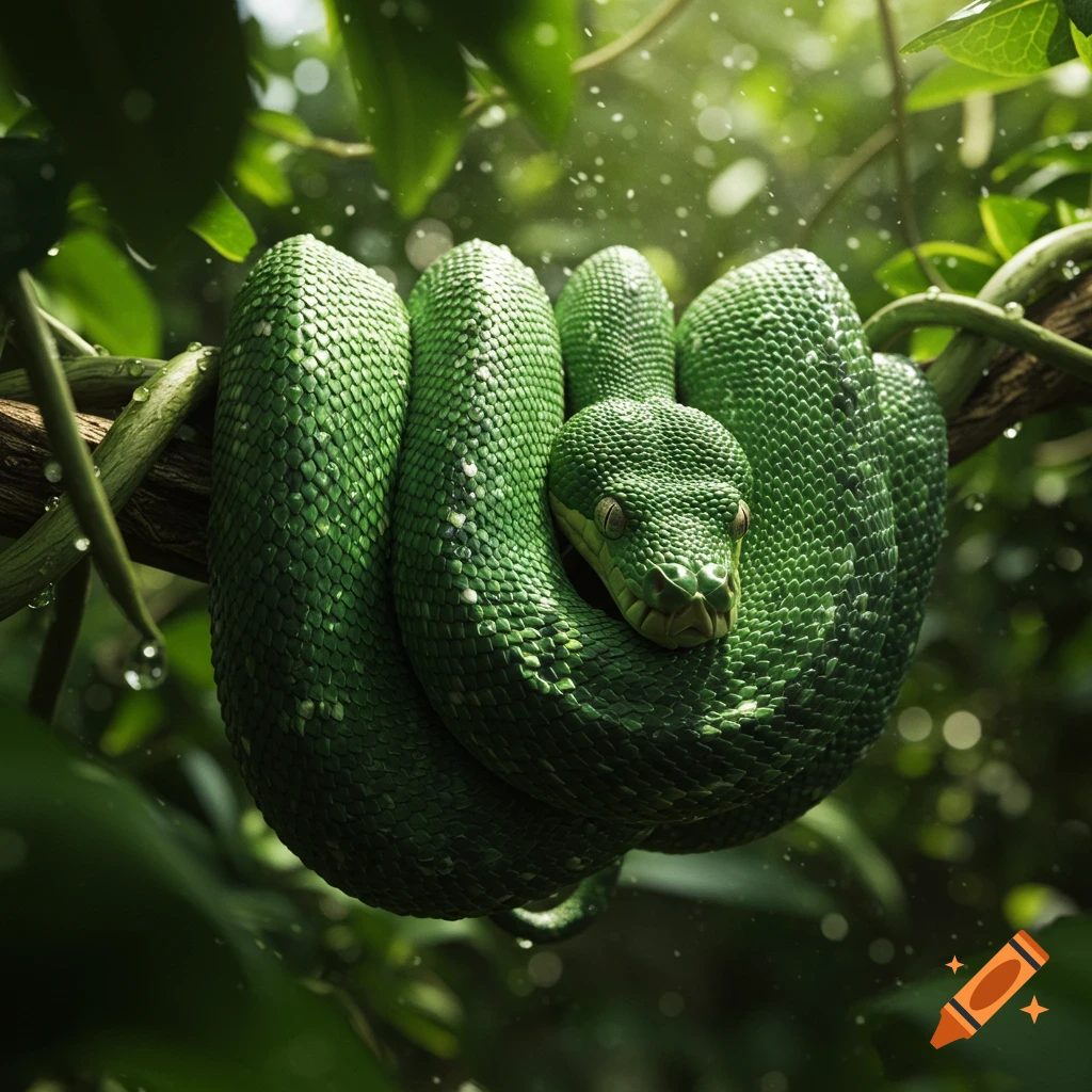 Brown snake in a bag of seeds on green grass on Craiyon