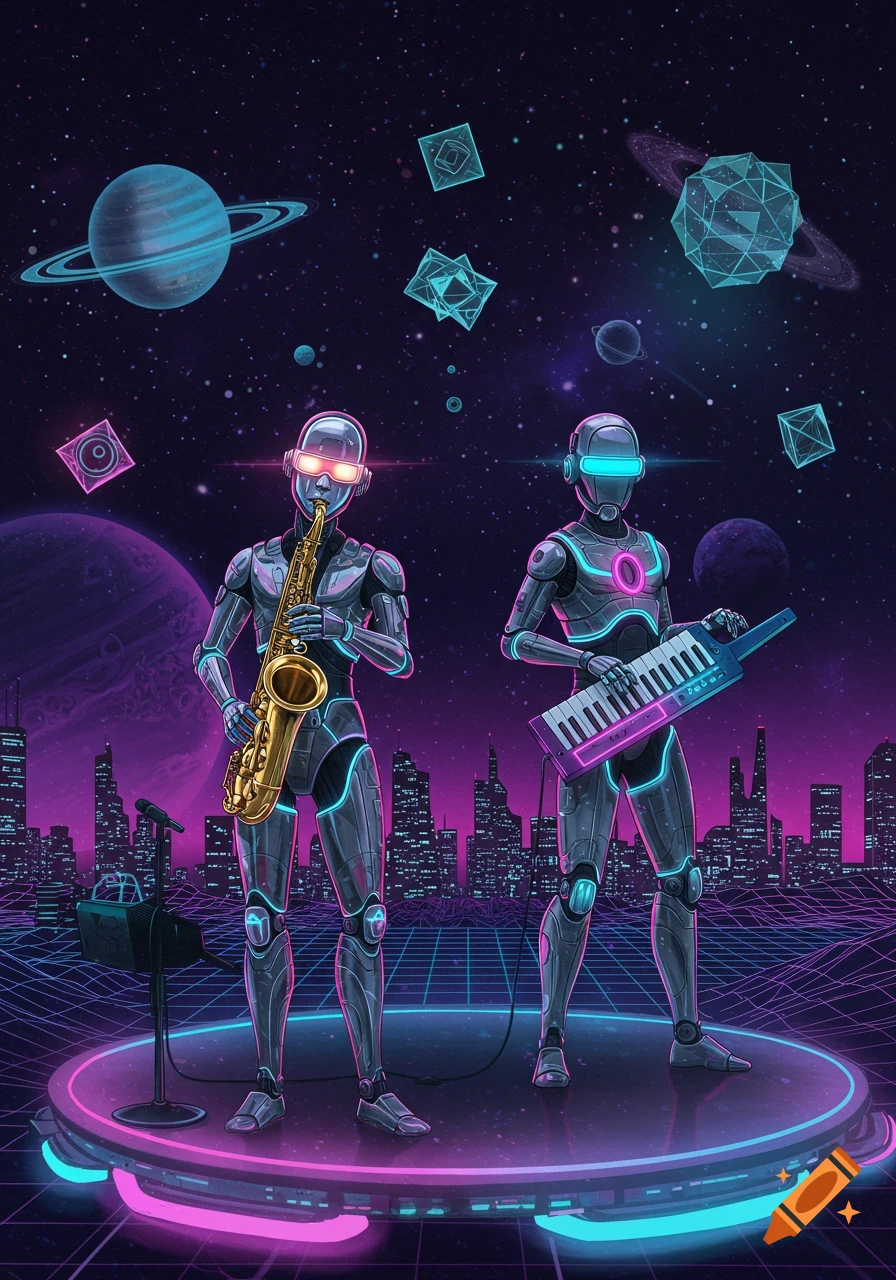 Vibrant pop art collage with rock musicians, electric guitars, vinyl ...