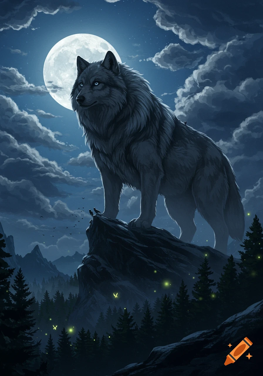 Blue+wolf created on Craiyon