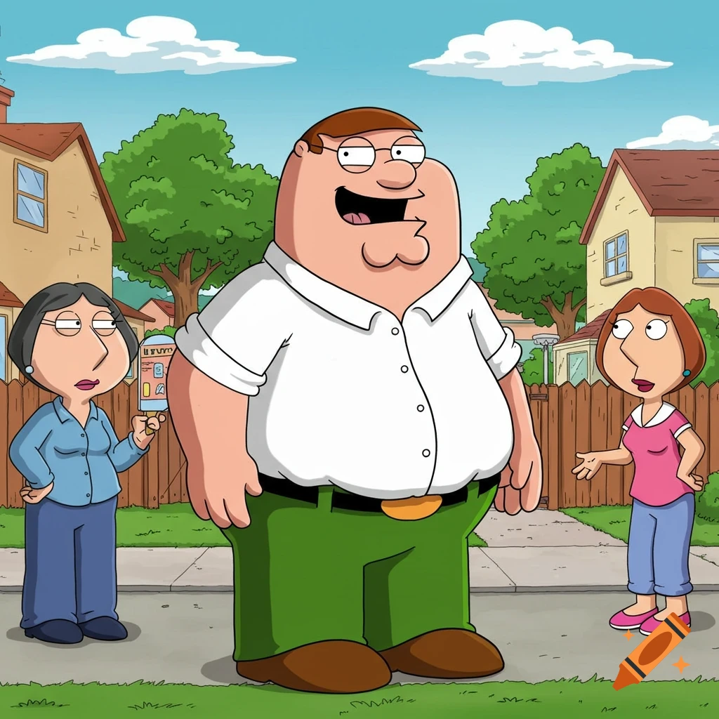 Lois Griffin from Family Guy stands in her living room holding a steaming apple pie. on Craiyon