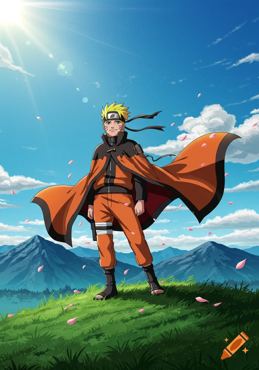 Anime art of Sakura from Naruto standing in a village with cherry ...