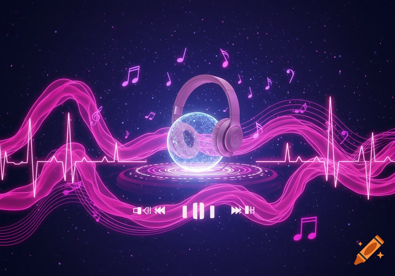 Abstract glowing teal sound waves on a transparent background. on Craiyon