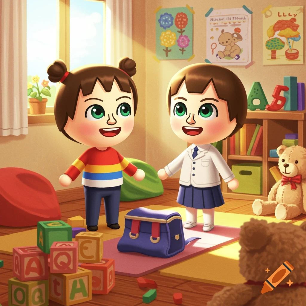 A cute 2D cartoon toddler character named Lila with red hair, freckles ...