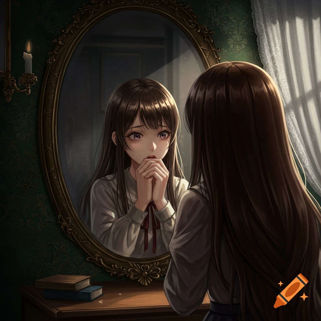 Tired anime girl scientist in a labcoat writing in a notebook at a ...