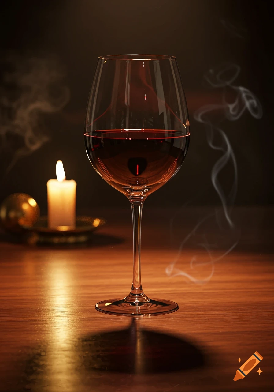 A broken wine glass spills red wine onto a wooden table, with wine ...