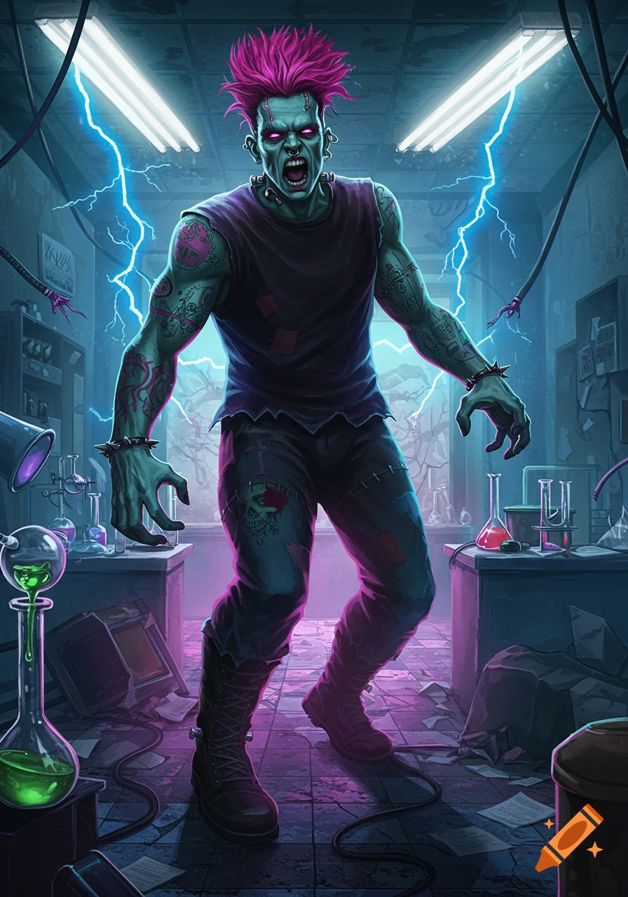 Graphic novel style illustration of an angry young girl with glowing ...