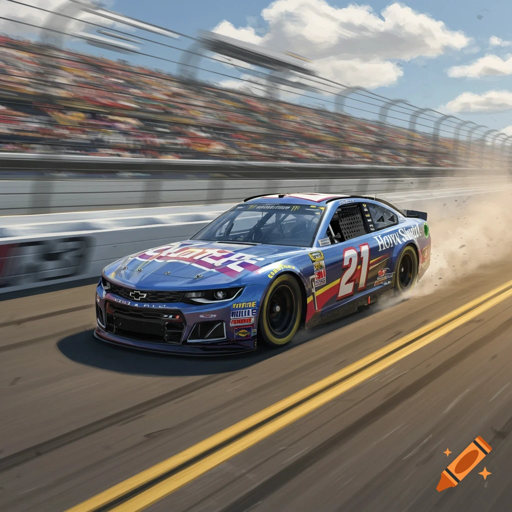 A red, white, and black NASCAR stock car with the number 14 on its side ...