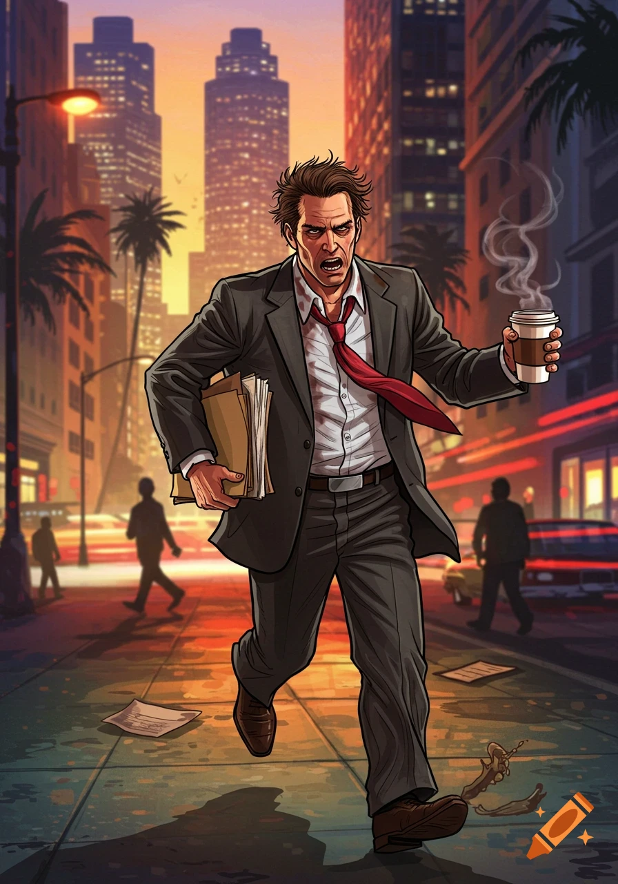 A cartoon child secret agent in a suit and sunglasses holds a gadget in ...