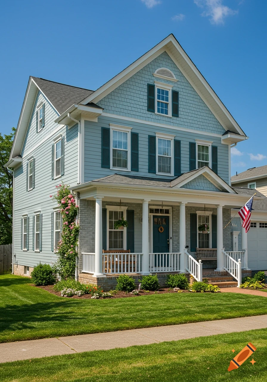 A two-story American Craftsman meets Modern Colonial house with light ...