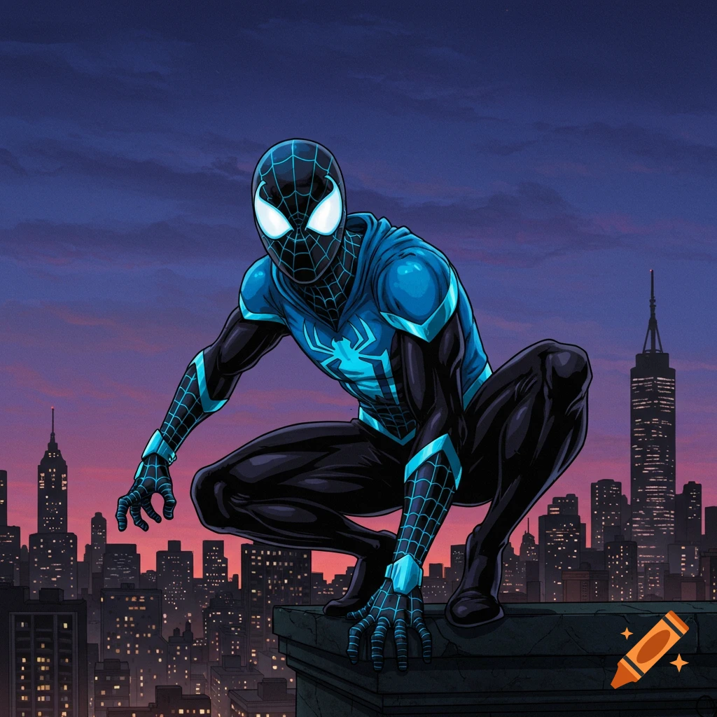 Spider-Man swings through a black and white city with minimal details ...