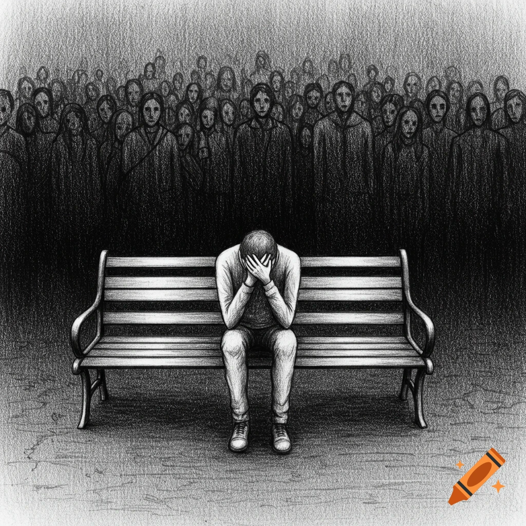 A grayscale drawing of a man smoking with smoke drifting towards a ...