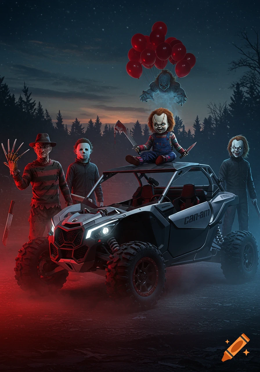 Stylized Stranger Things poster with kids on bikes, a Demogorgon ...