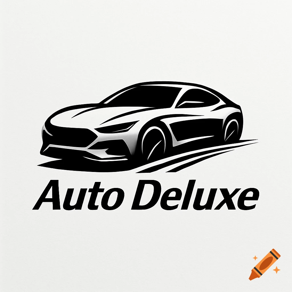A minimal black and white logo features a futuristic car silhouette ...