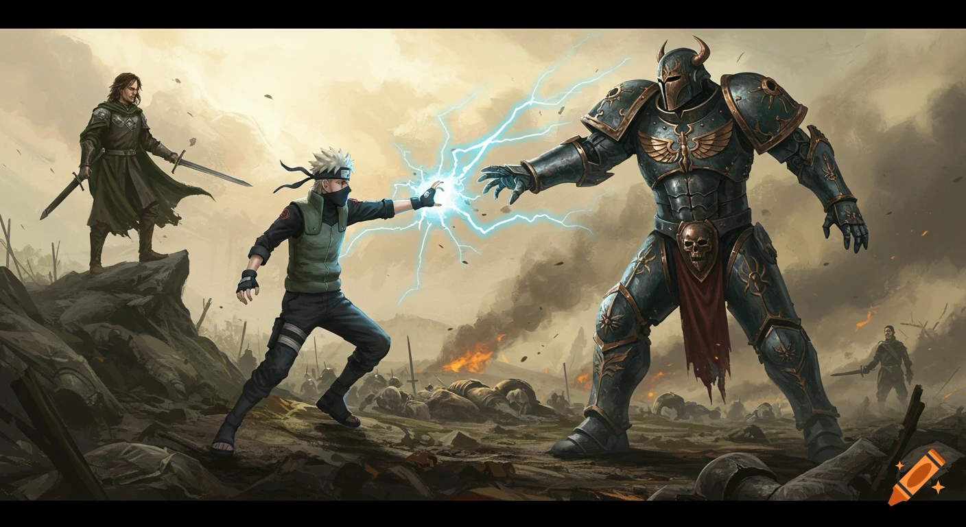 A grim digital painting of a black Tyranid Hormagaunt battling a gas ...