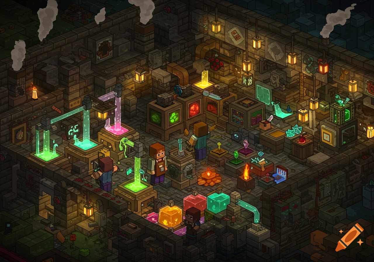 The Ender Dragon flies over a dark Minecraft End dimension platform ...