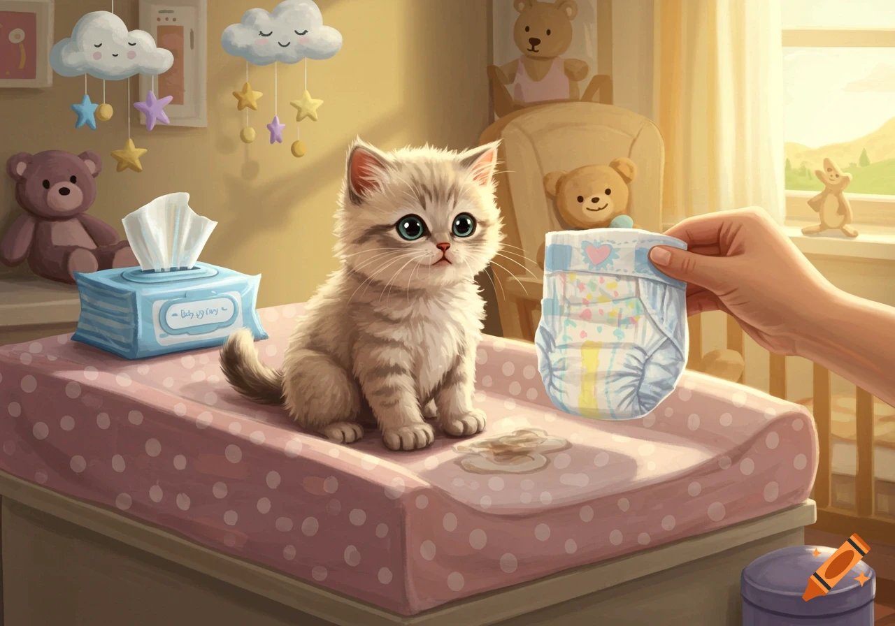 Kitten+with+fish+clipart created on Craiyon