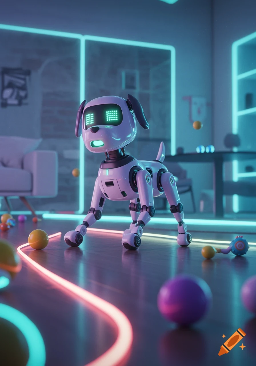 A happy blue cube character stands on a colorful checkered path in a ...