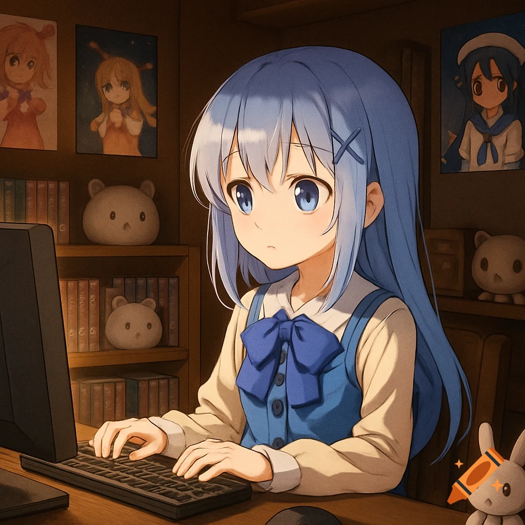 Anime character Rem with a sniper rifle in a battlefield on Craiyon