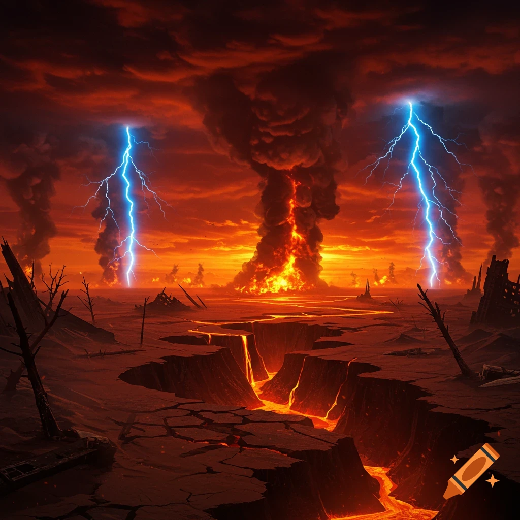 Skyblock+volcano+eruption created on Craiyon