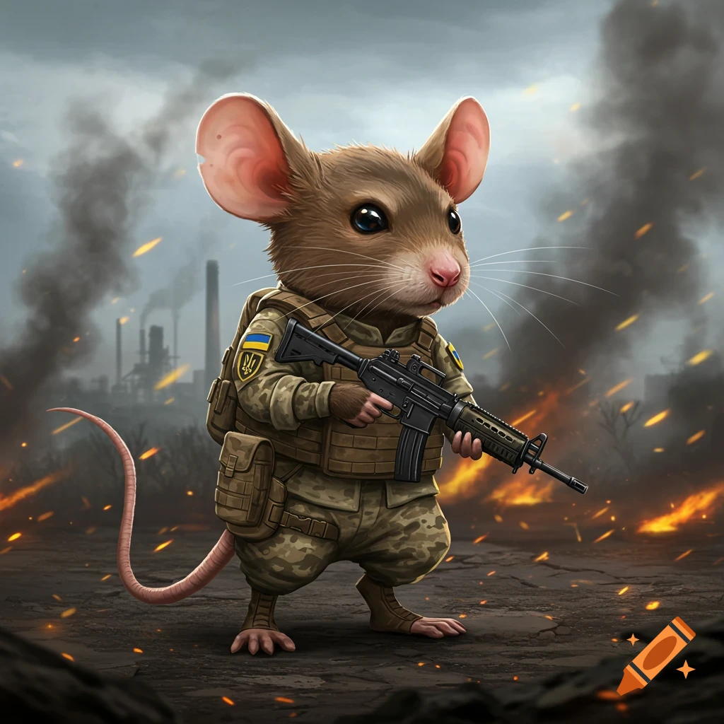 A cartoon rabbit in a WWII German uniform holds an MP-40 rifle in a ...