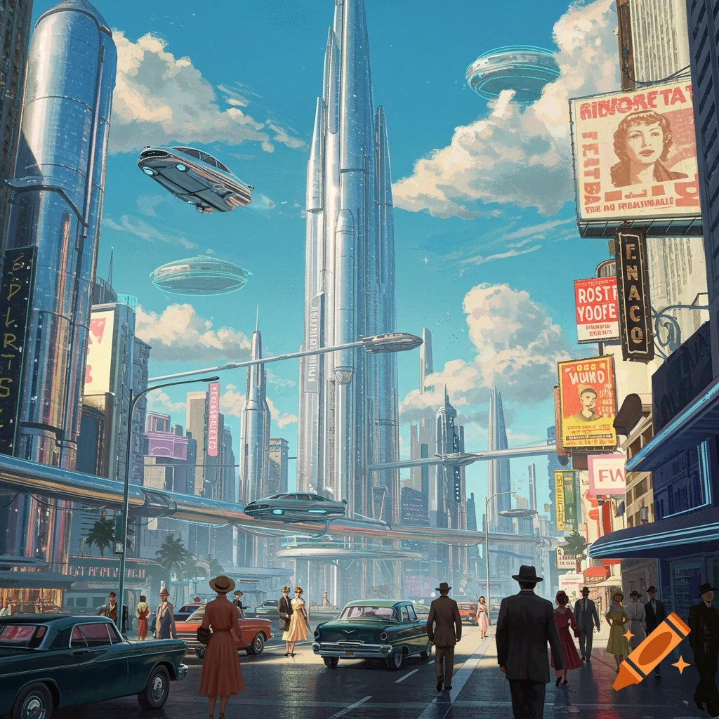 Crowded city street at night in futuristic Blade Runner style on Craiyon