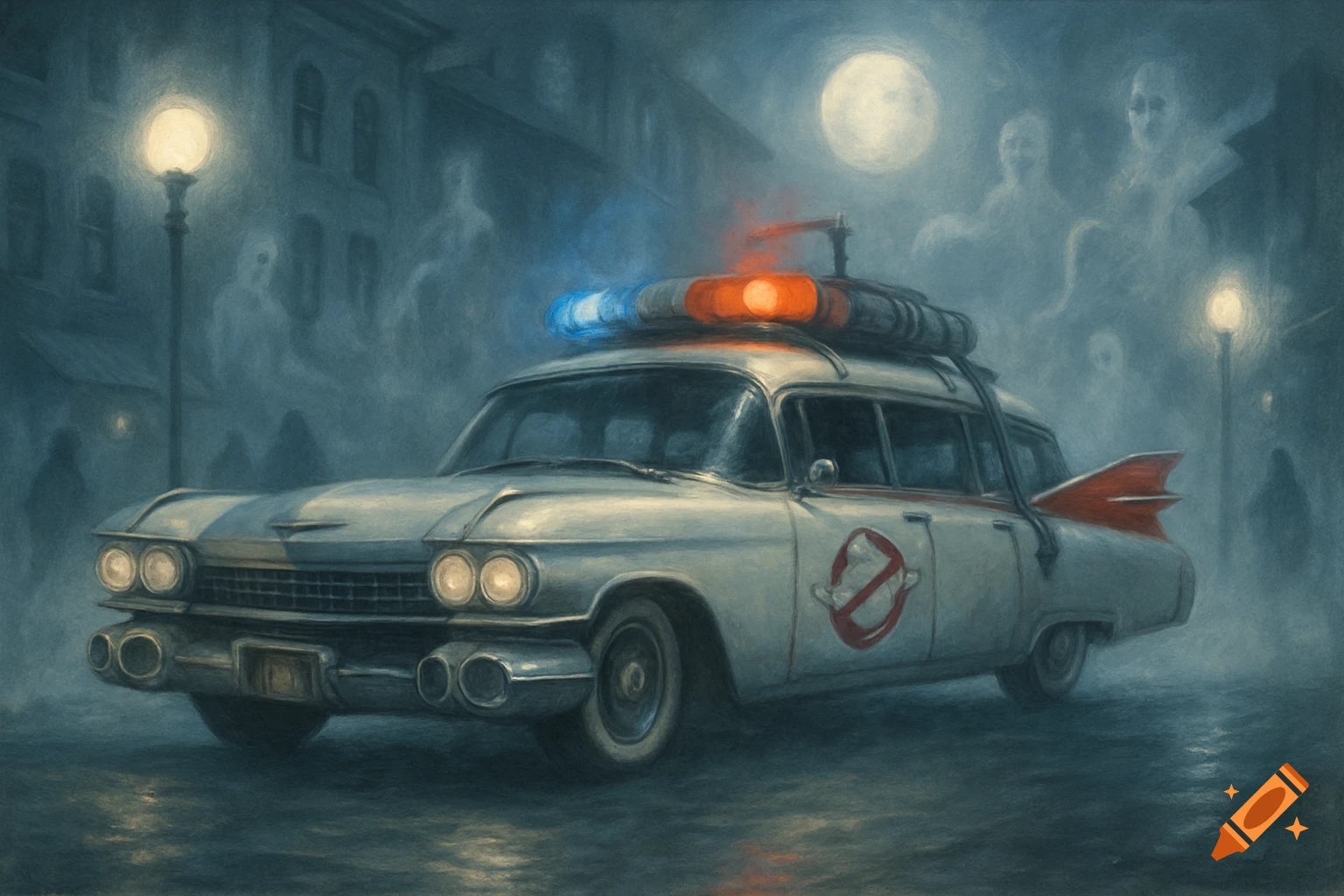 Detailed pencil sketch of a vintage car surrounded by swirling abstract ...