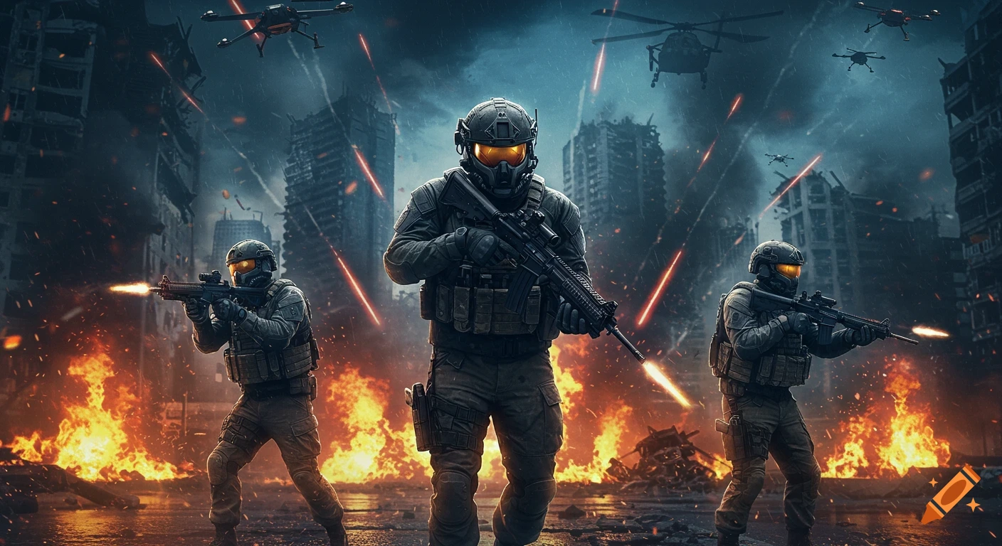 A cartoon bear resembling Ranger Smith leads other armed bears through ...