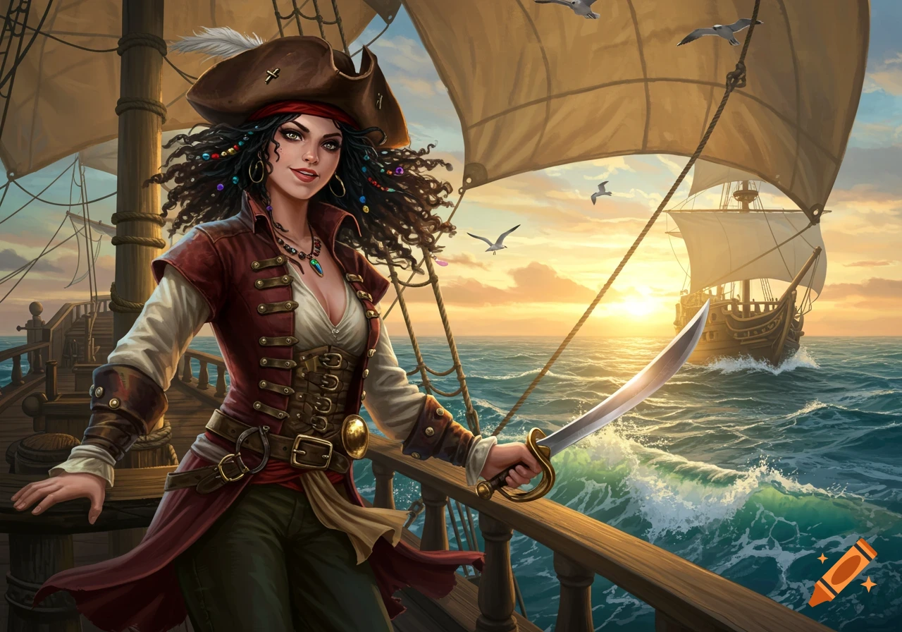 A blue-skinned drow pirate woman with white dreads, a hook hand, and a ...