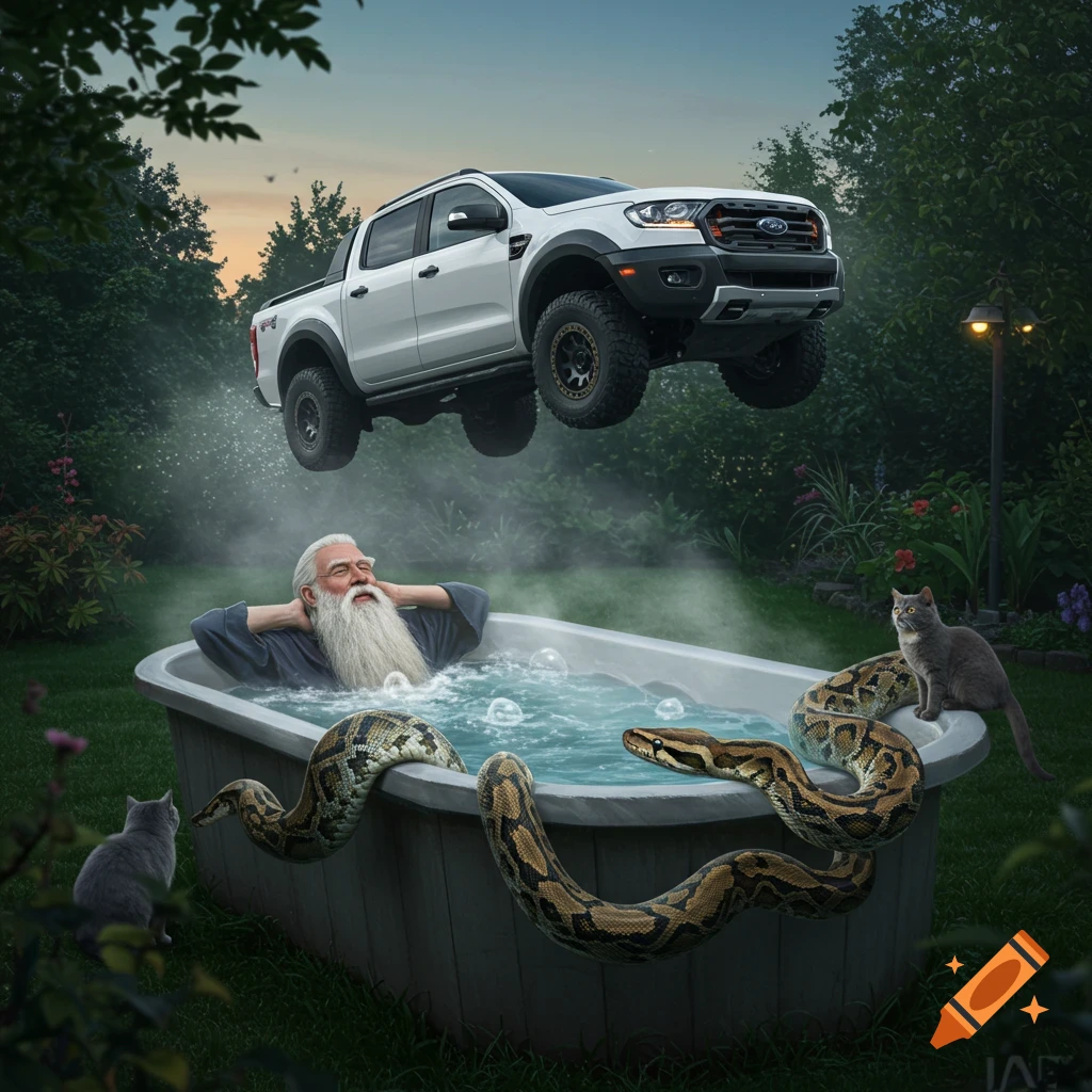 A man on a ladder and a woman in a window of a tall white truck ...